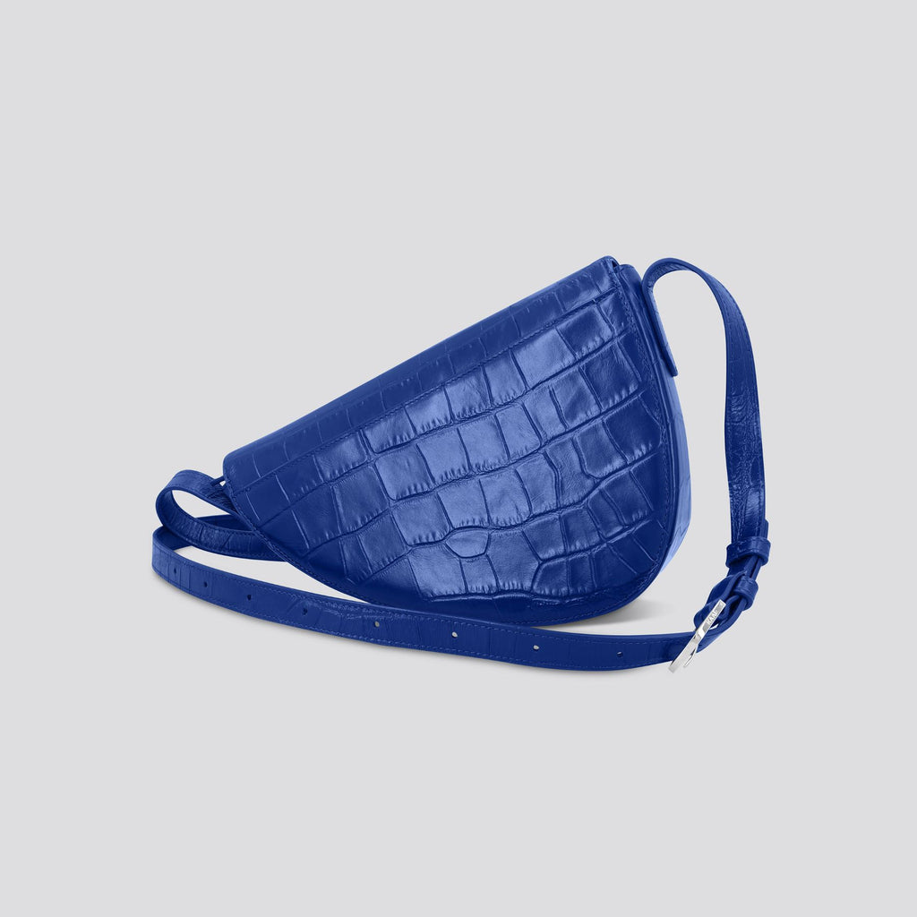Rebel Cross Body - soft croco indigo blue – Kaai Bags | North America